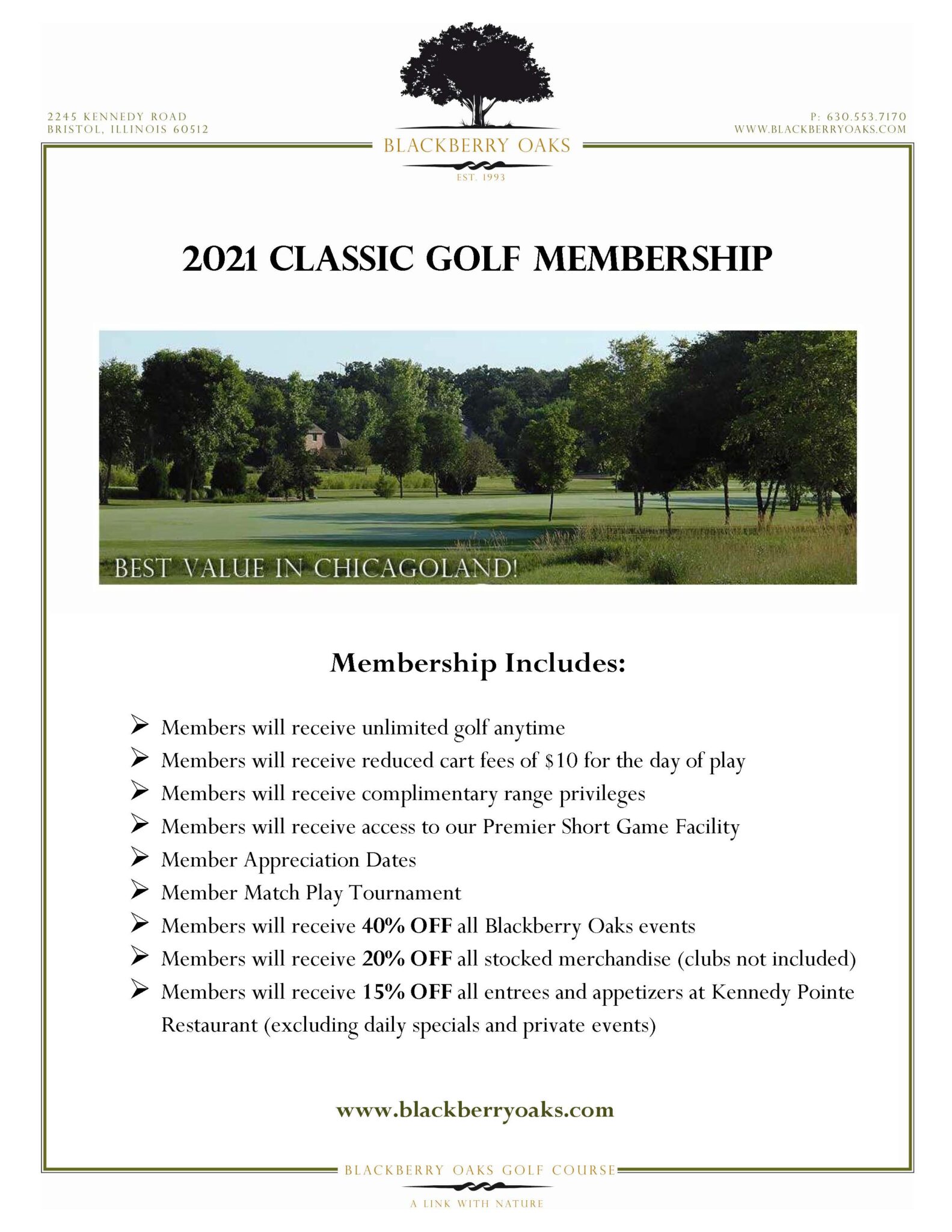 Blackberry Oaks Golf Course – CLASSIC MEMBERSHIP