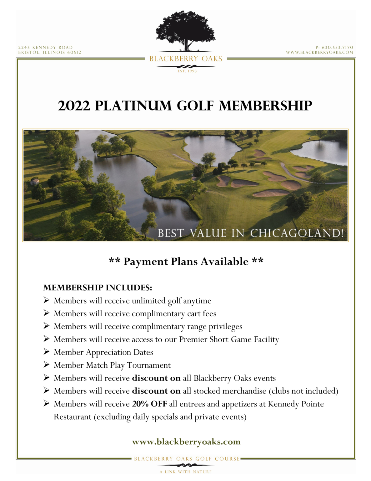 Blackberry Oaks Golf Course – PLATINUM MEMBERSHIP